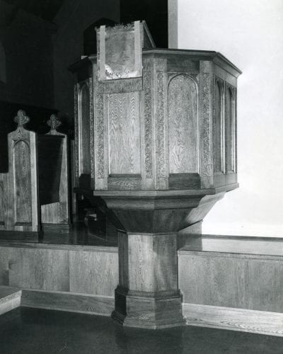 the altar and the pulpit - then and now - St Mark's Episcopal Church