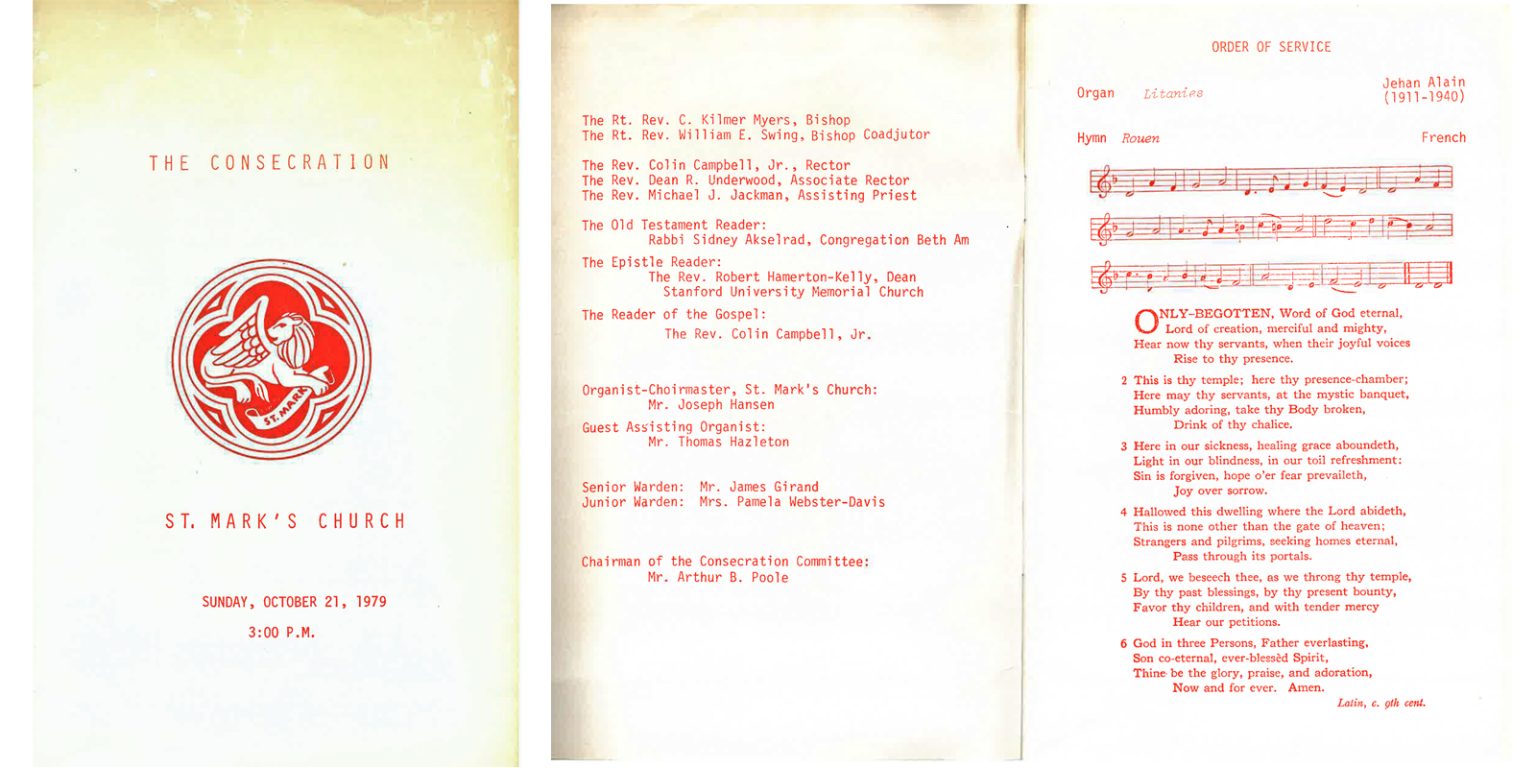 THe 1979 Hallow Ritual to Consecrate the Church - St Mark's Episcopal ...